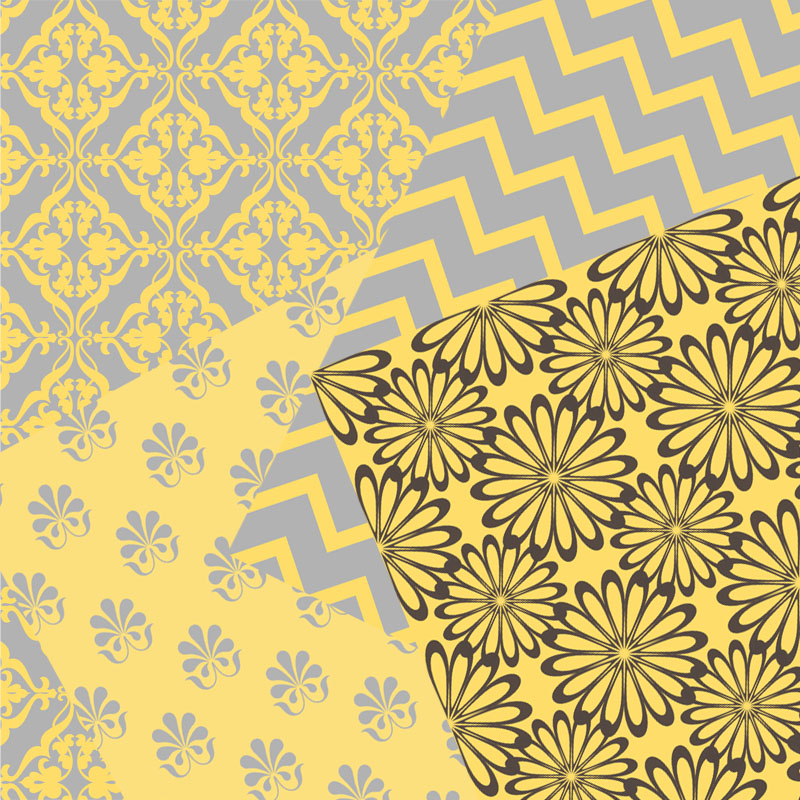 Yellow And Gray Digital Scrapbooking Paper Digital Downloads ...