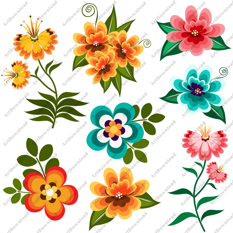 Digital Clip Art Flowers - Clip Art Flowers, Digital Paper Flowers ...